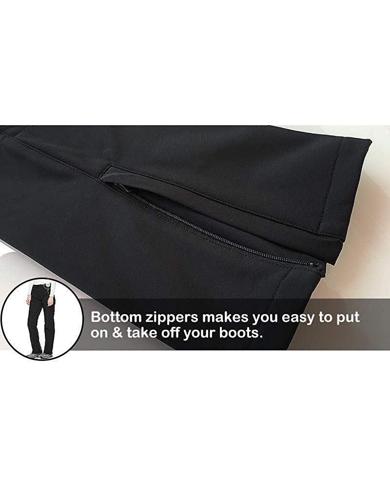 Outdoor Ventures Women's Sleek Waterproof Softshell Fleece Lined Ski Snow Insulated High Rise Hiking Pants with Bottom Zipper