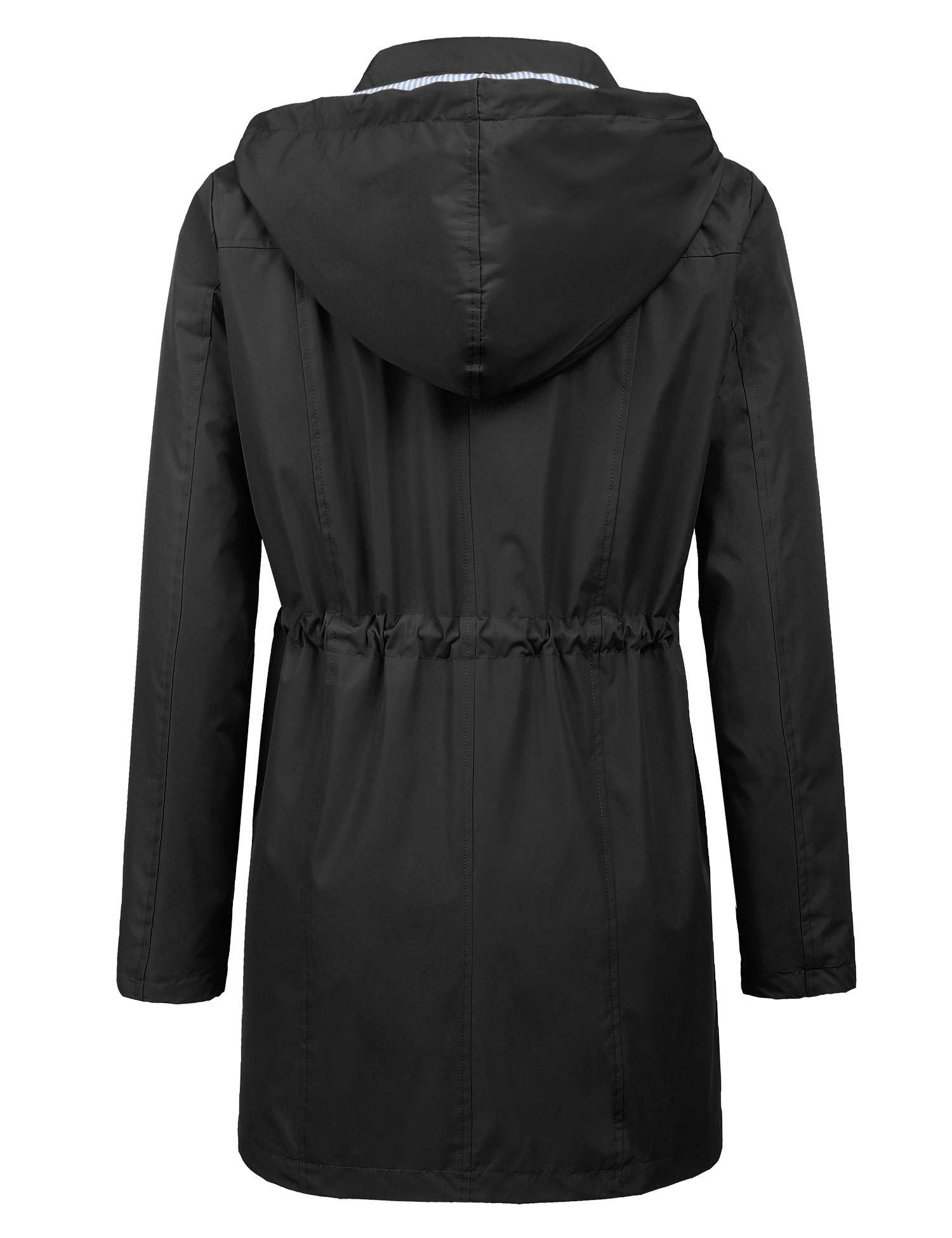 Women Lightweight Ladies Warm Travel Coat Outdoor Windbreaker with Pockets Outdoors Coat for Adults Waterproof Rain Jacket Black XL
