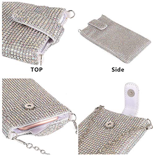 Evening Handbags Clutch Purses for Women Crystal Rhinestone Small Crossbody Bag Cell Phone Purse Wallet in ABcolour