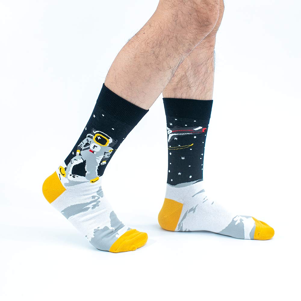 BONANGEL Mens Dress Socks Fun Funny Colorful Crazy Crew Dress Socks For Men 9-12