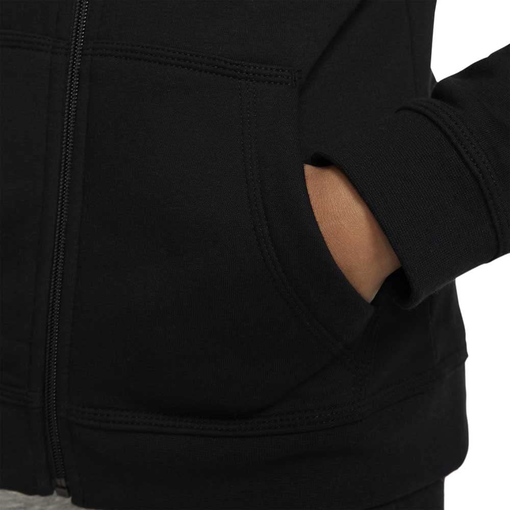 Nike Boy's NSW Club Full Zip Hoodie, Black/Black/White, Medium