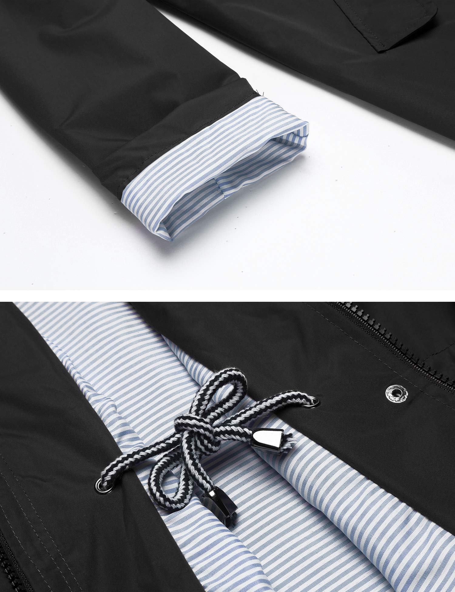 Women Lightweight Ladies Warm Travel Coat Outdoor Windbreaker with Pockets Outdoors Coat for Adults Waterproof Rain Jacket Black XL