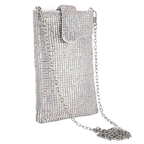 Evening Handbags Clutch Purses for Women Crystal Rhinestone Small Crossbody Bag Cell Phone Purse Wallet in ABcolour