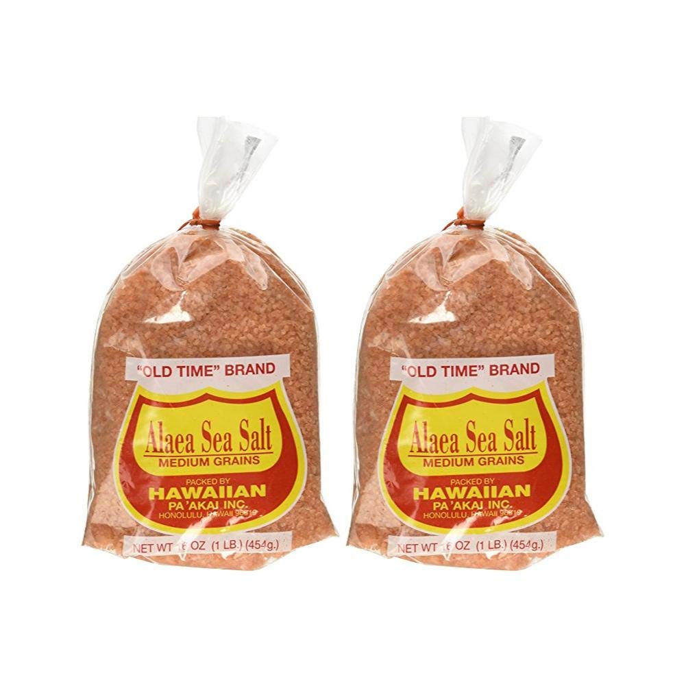 Hawaiian Pa'Akai Inc, Alaea Sea Salt Medium Grains, 16 oz (Pack of 2)