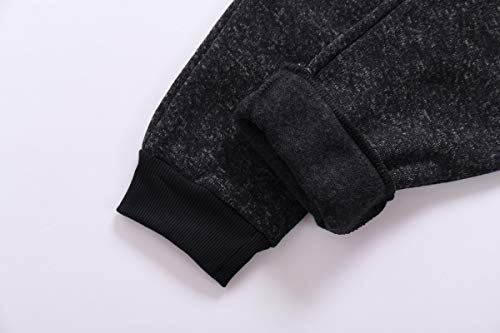 Monvecle Little to Big Boys' Fleece Long Sleeve Full Zip Hoodie Tracksuit Top + Sweatpant Jogger 2pcs Sets Black 7-8