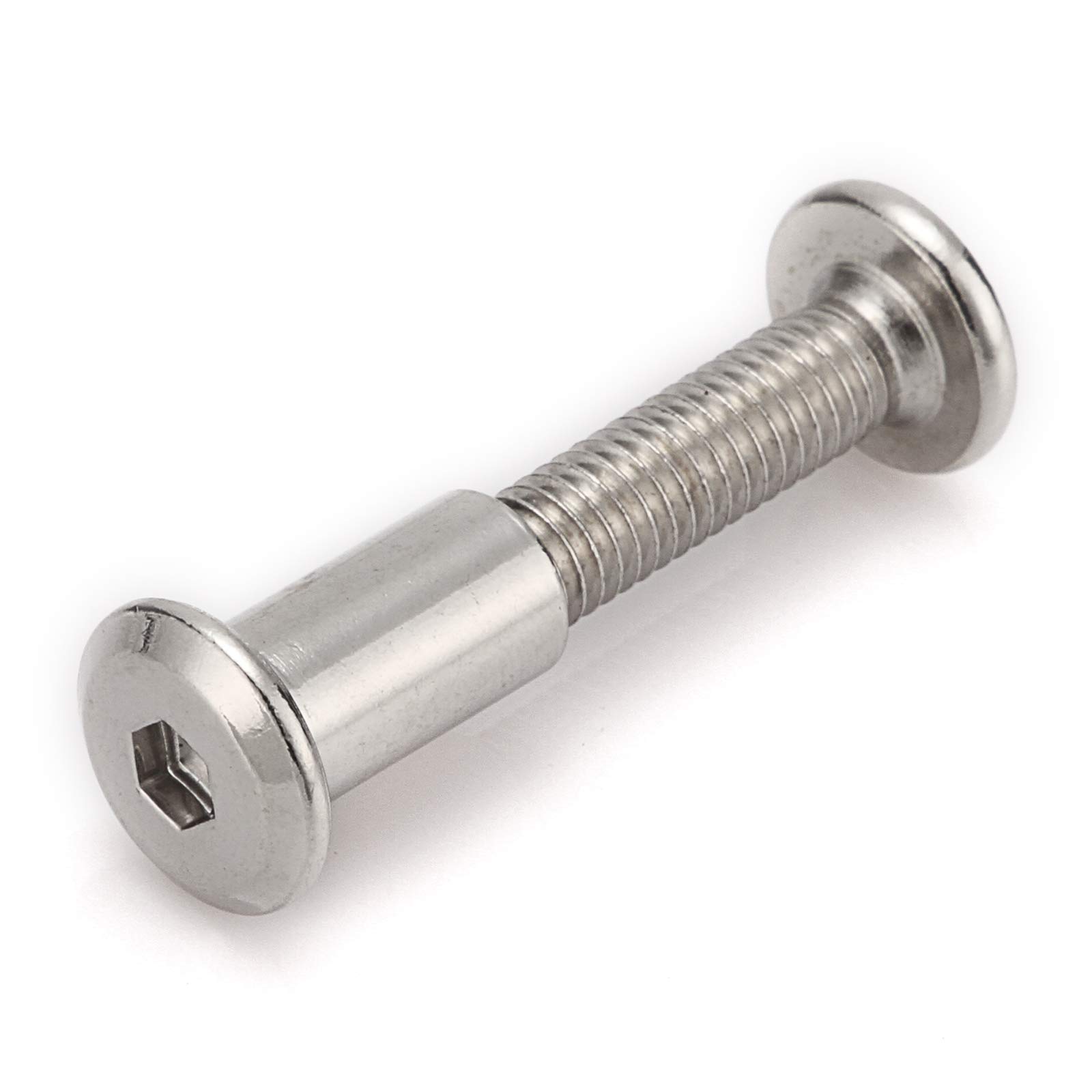 Anmas 20pcs M6 Furniture Joint Connector Bolt & Cap Nut Kit Use for Cot Bed Crib Bolts Hex Drive Socket Cap Bolts - Hex Socket Screws Head (30mm)
