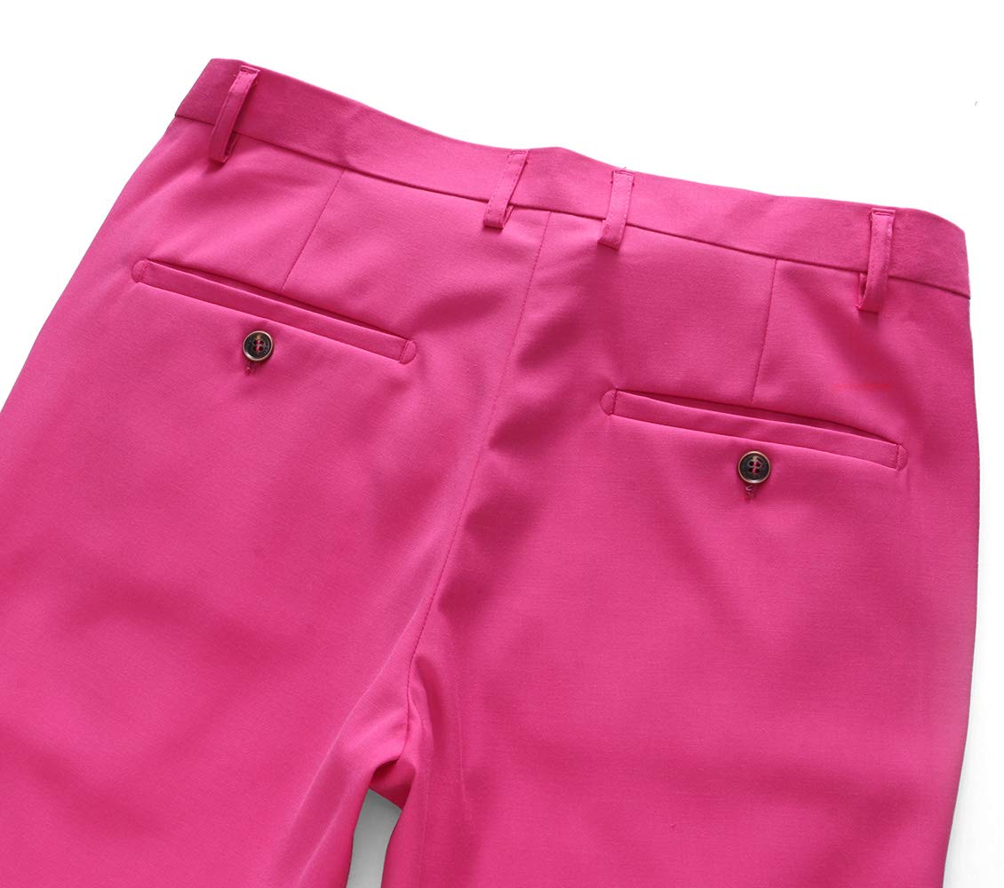 UNINUKOO Mens Dress Pants Slim Fit Solid Color Skinny Trousers Classic Business Casual Wedding Suit Pants US Size 29W x 30L Pink