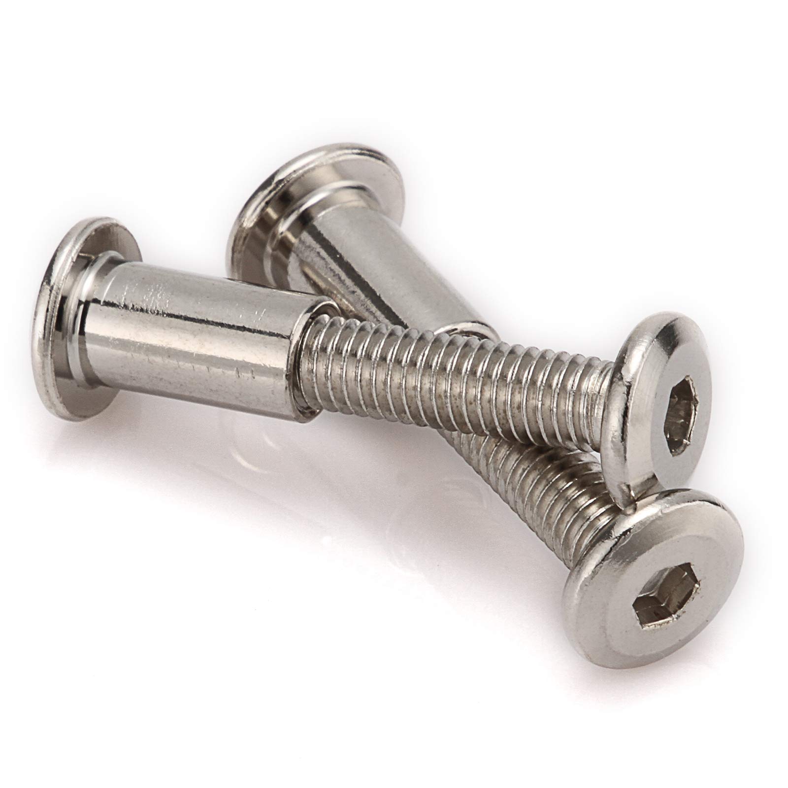 Anmas 20pcs M6 Furniture Joint Connector Bolt & Cap Nut Kit Use for Cot Bed Crib Bolts Hex Drive Socket Cap Bolts - Hex Socket Screws Head (30mm)