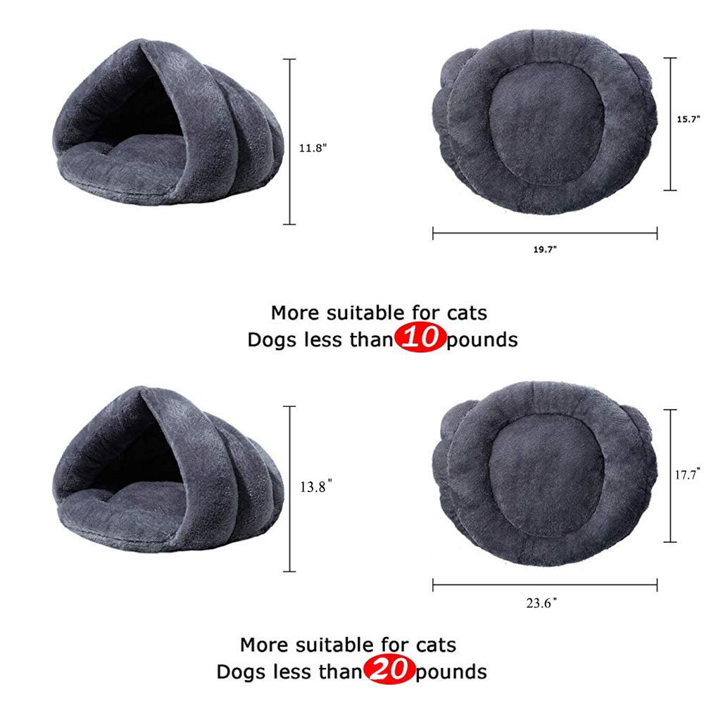 Beskie Pet Tent Cave Bed for Small Medium Cats Dogs Pets Sleeping Bag Thick Fleece Warm Slipper Dog Bed Cuddler Burrow House Hole Igloo Nest Cozy Triangle Bed for Cat Puppy