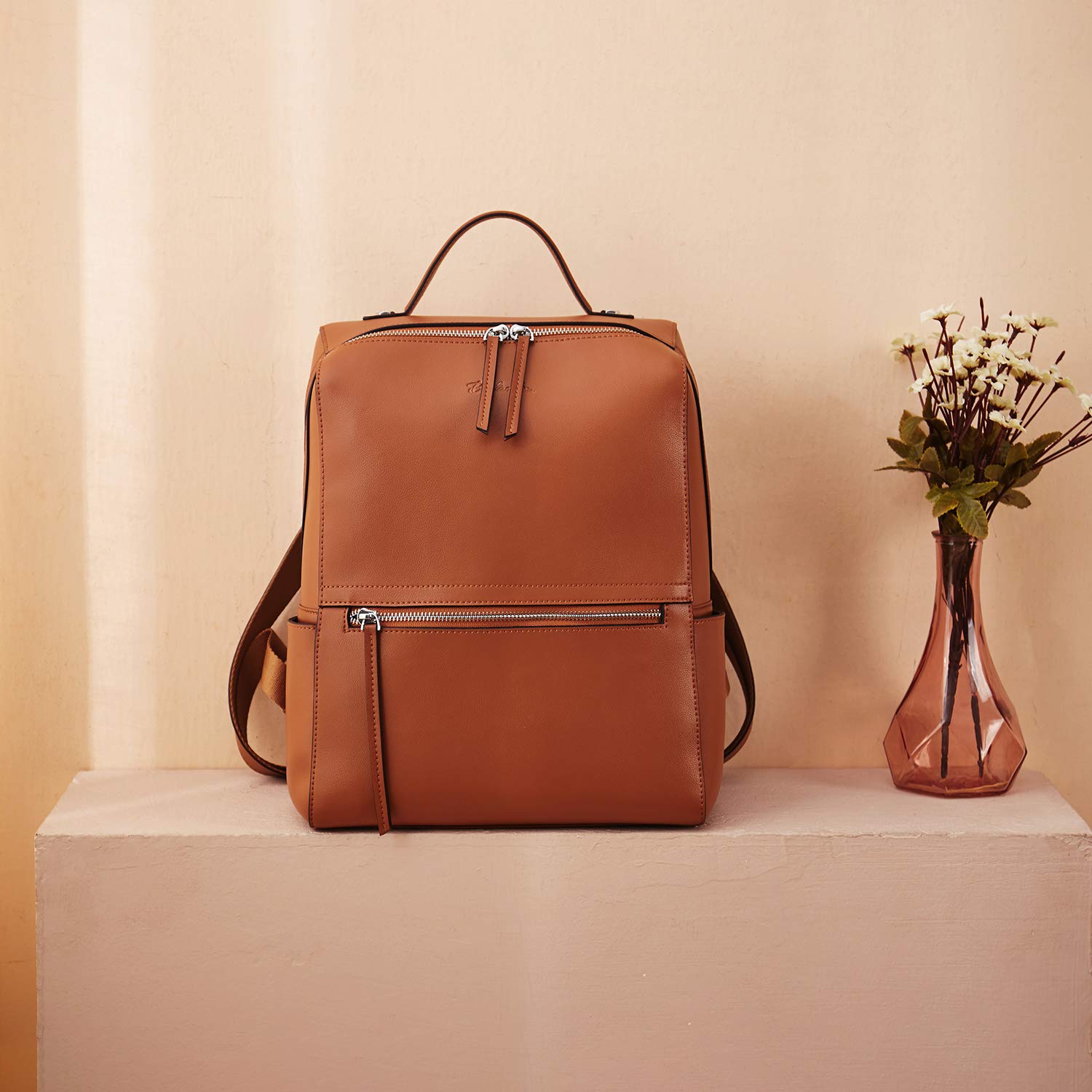 BOSTANTEN Genuine Leather Backpack Purse for Women Fashion Backpack Casual College Shoulder Bag Travel Backpack