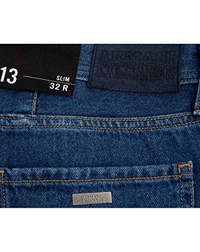 A|X Armani Exchange Men's Bull Cotton Stretch 5 Pocket Pant, Indigo Denim, 34