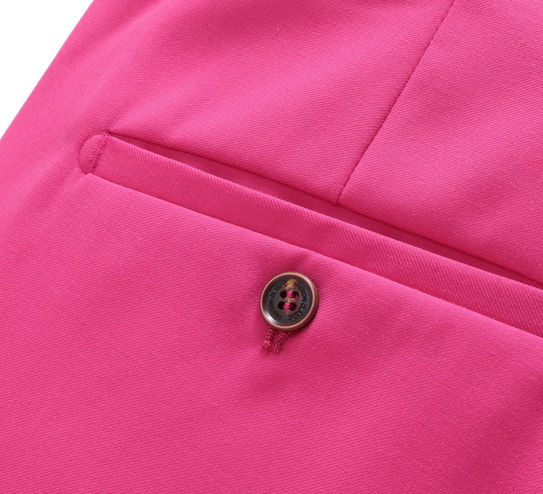 UNINUKOO Mens Dress Pants Slim Fit Solid Color Skinny Trousers Classic Business Casual Wedding Suit Pants US Size 29W x 30L Pink