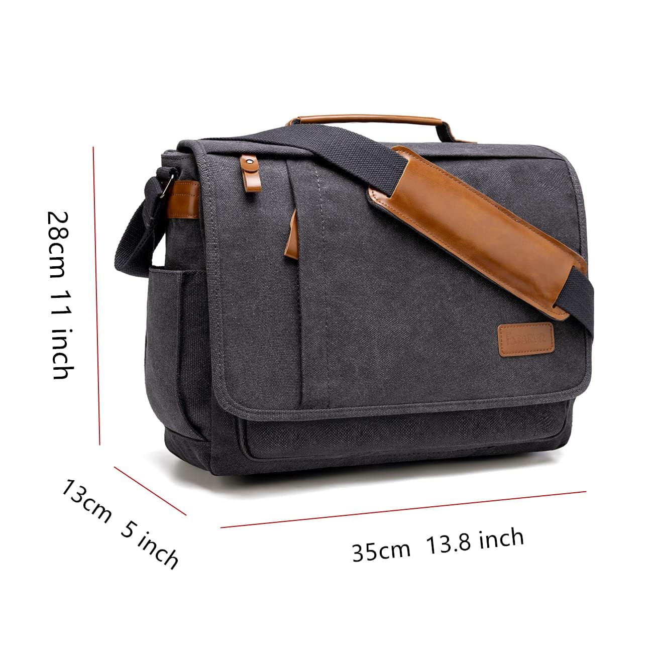 ESTARER 13-14 Inch Laptop Messenger Bag Water-Resistant Canvas Shoulder Bag for Business College, Grey