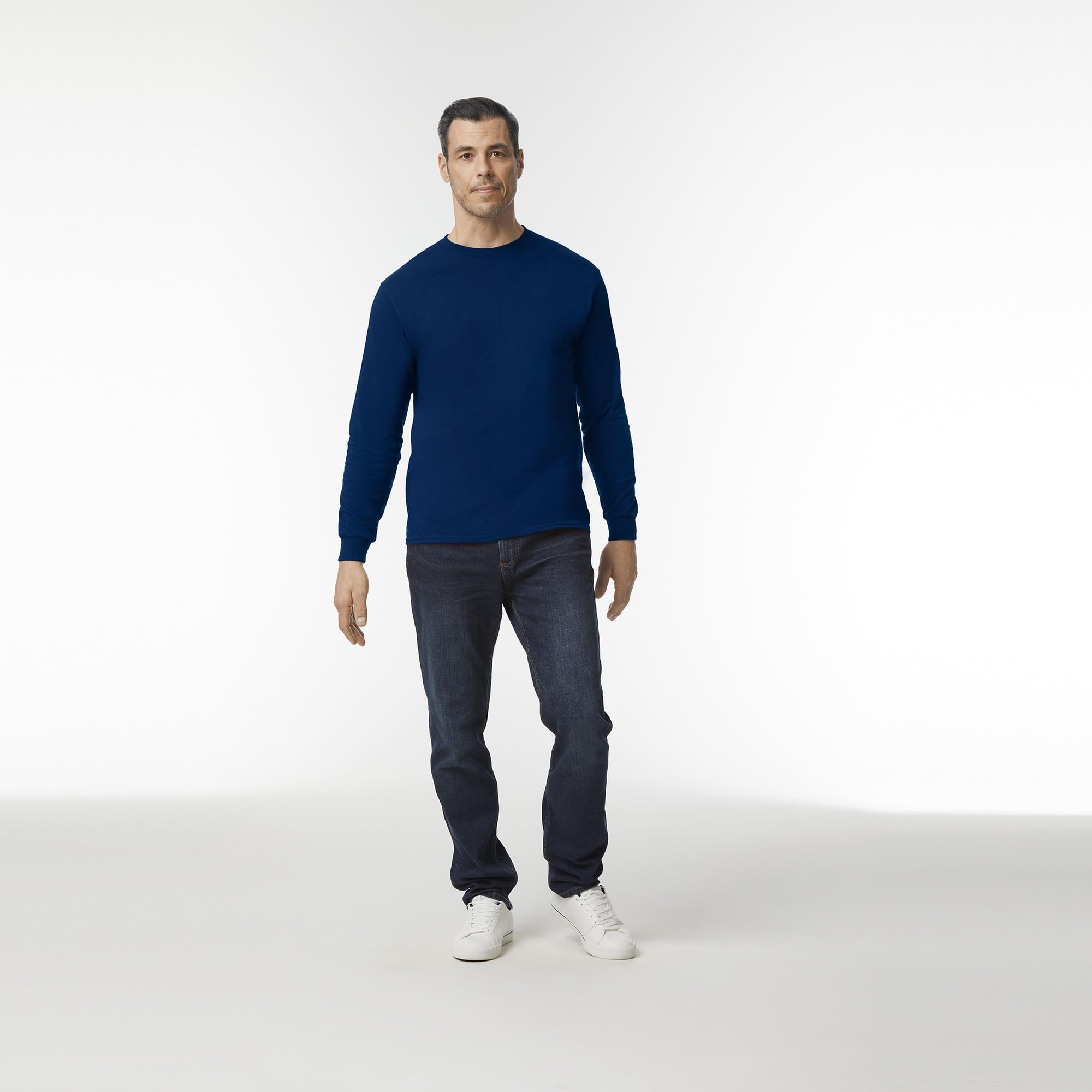 Gildan Men's Heavy Cotton Long Sleeve T-Shirt, Style G5400, 2-Pack, Navy, X-Large