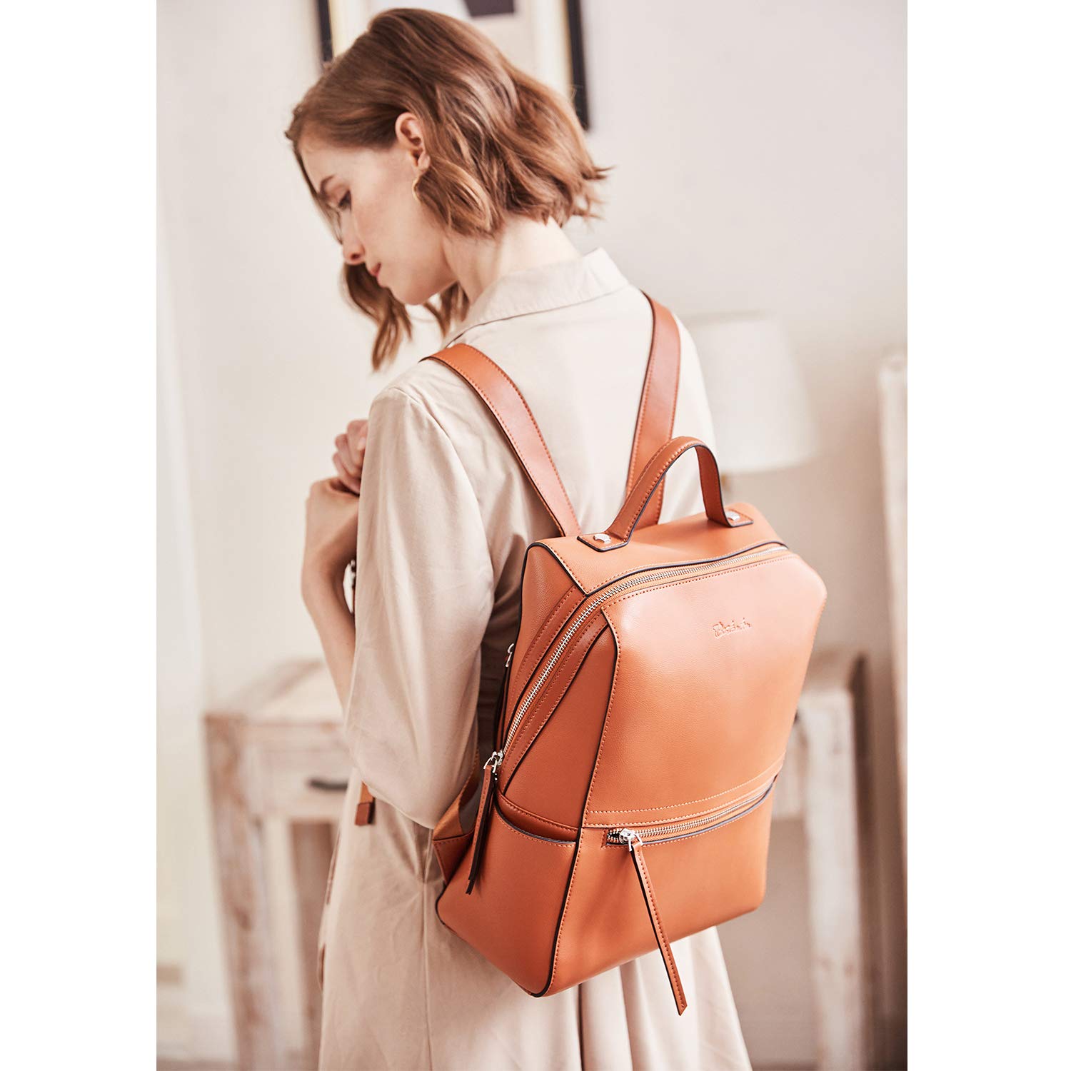 BOSTANTEN Genuine Leather Backpack Purse for Women Fashion Backpack Casual College Shoulder Bag Travel Backpack