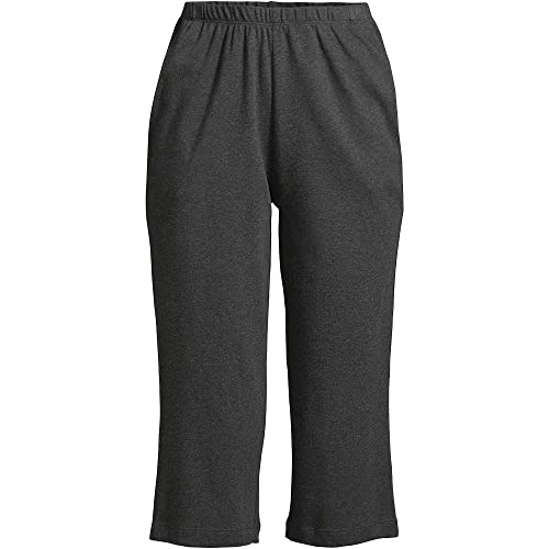 Lands' End Women s Sport Knit Capri Pants Dark Charcoal Heather Plus 2X