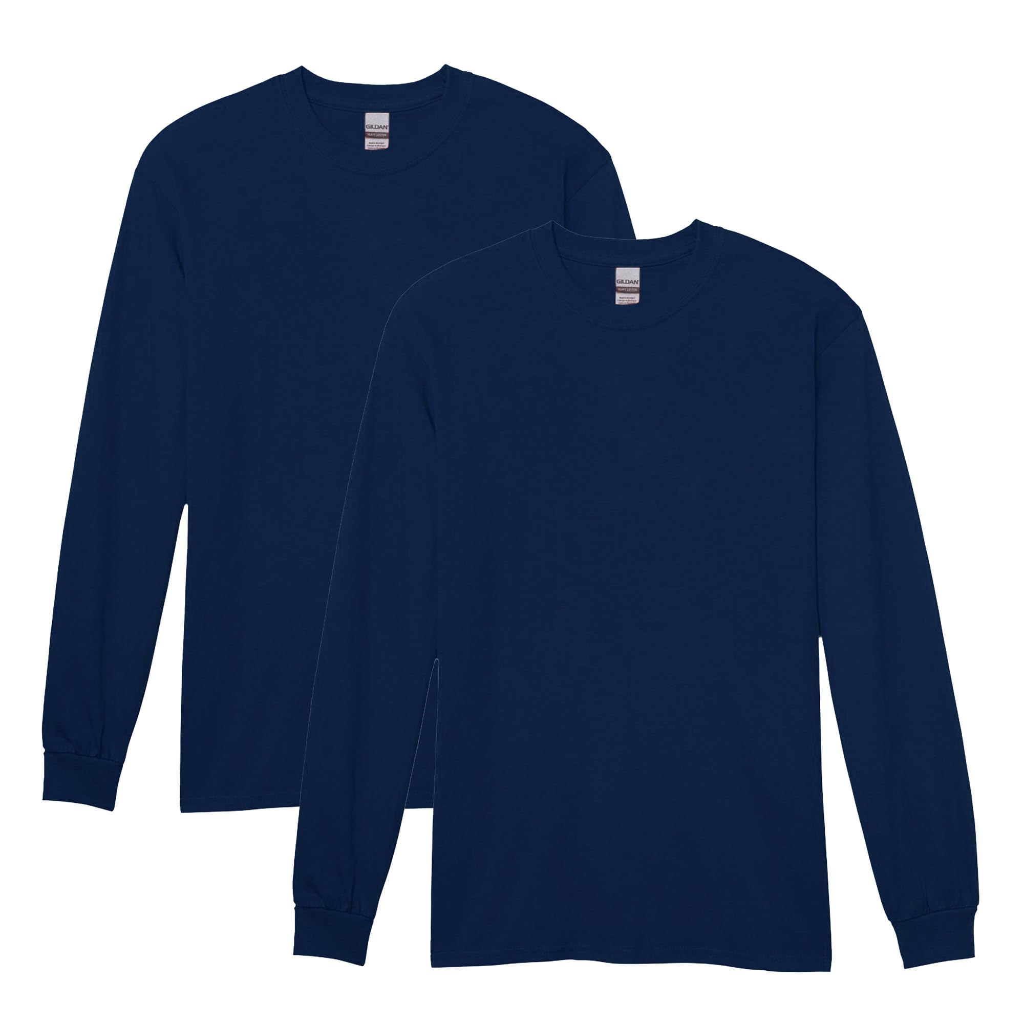 Gildan Men's Heavy Cotton Long Sleeve T-Shirt, Style G5400, 2-Pack, Navy, X-Large