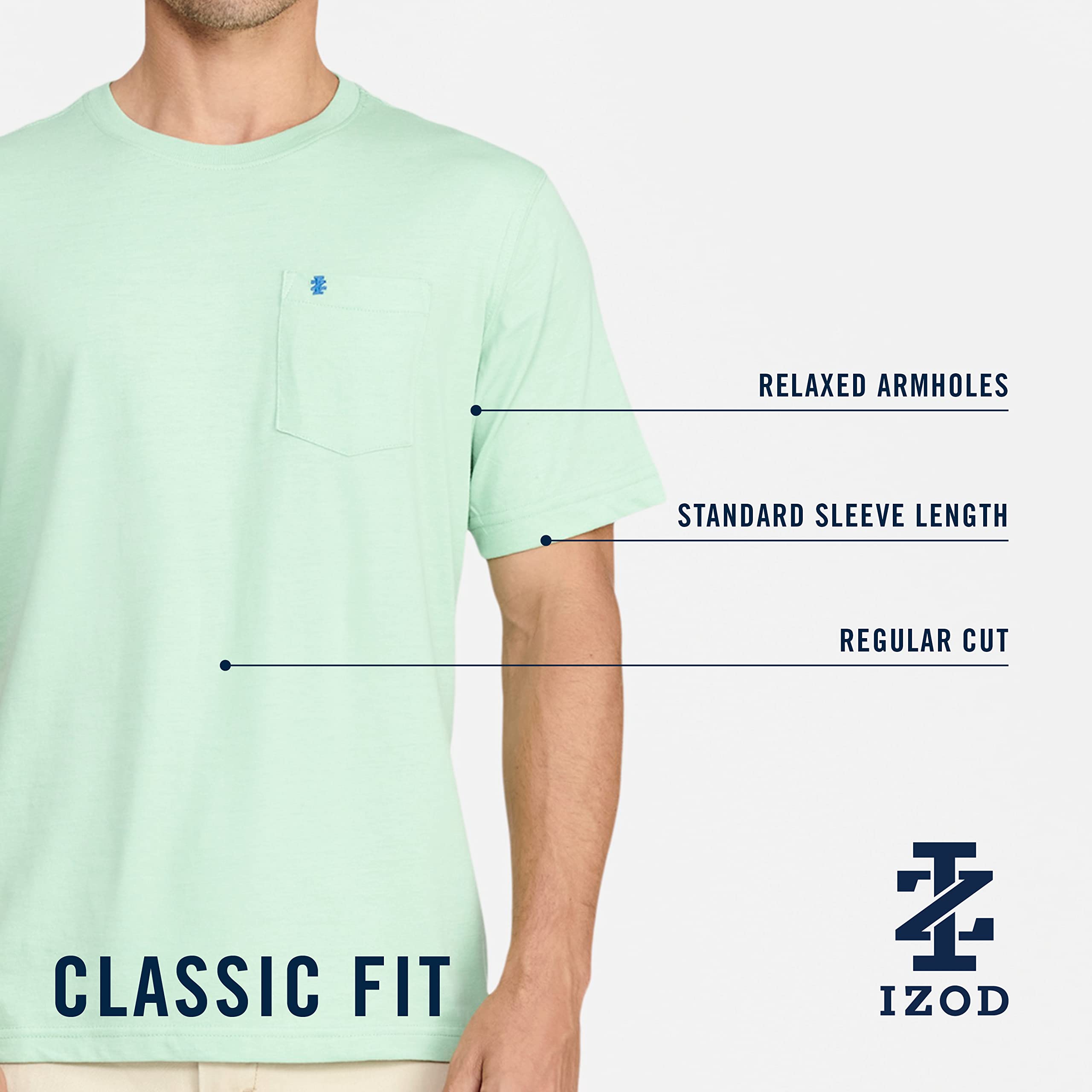 IZOD Men's Saltwater Soft Wash Pocket Crew T-Shirt, Bright White, X-Large