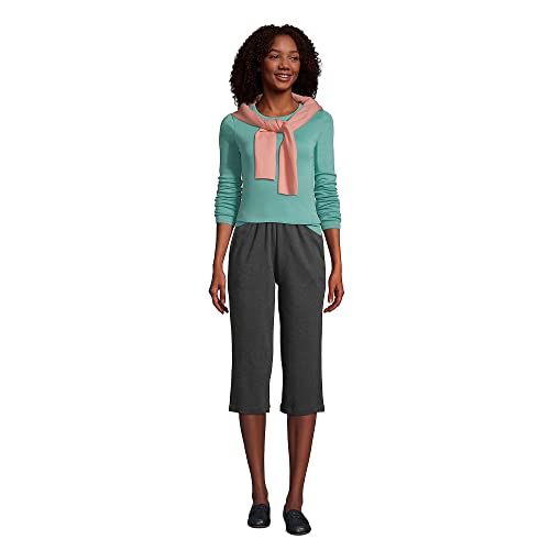 Lands' End Women s Sport Knit Capri Pants Dark Charcoal Heather Plus 2X