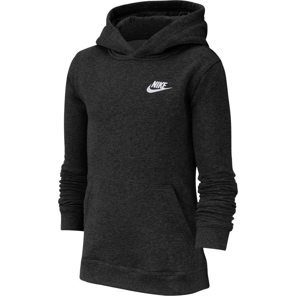 NIKE Boy's Nsw Pull Over Hoodie Club, Black/White, Large