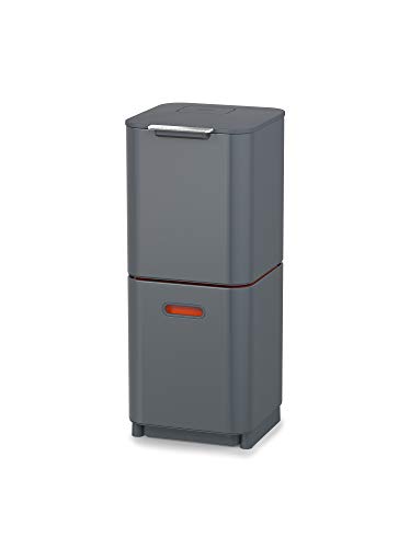 Joseph Joseph Intelligent Totem Compact Waste Separation & Recycling Unit-Graphite, 40 Liter/10.6 Gallon