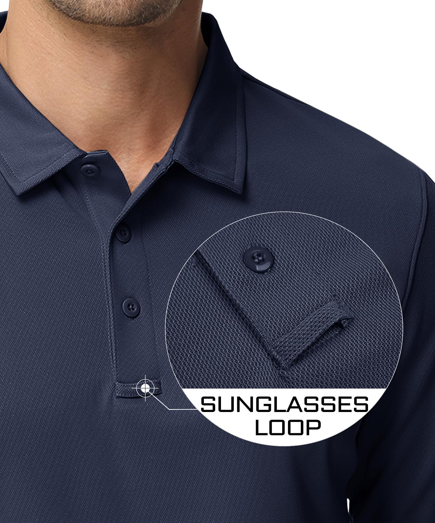 MAGCOMSEN Long Sleeve T Shirt for Men Work Polo Performance Quick Dry Shirt Jersey Polo Shirt Polo Shirts for Men Long Sleeve Navy