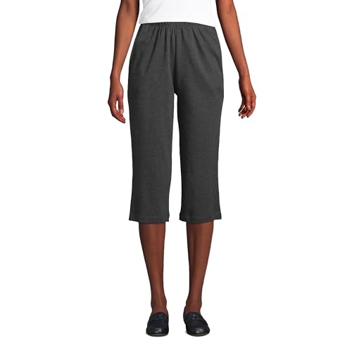Lands' End Women s Sport Knit Capri Pants Dark Charcoal Heather Plus 2X
