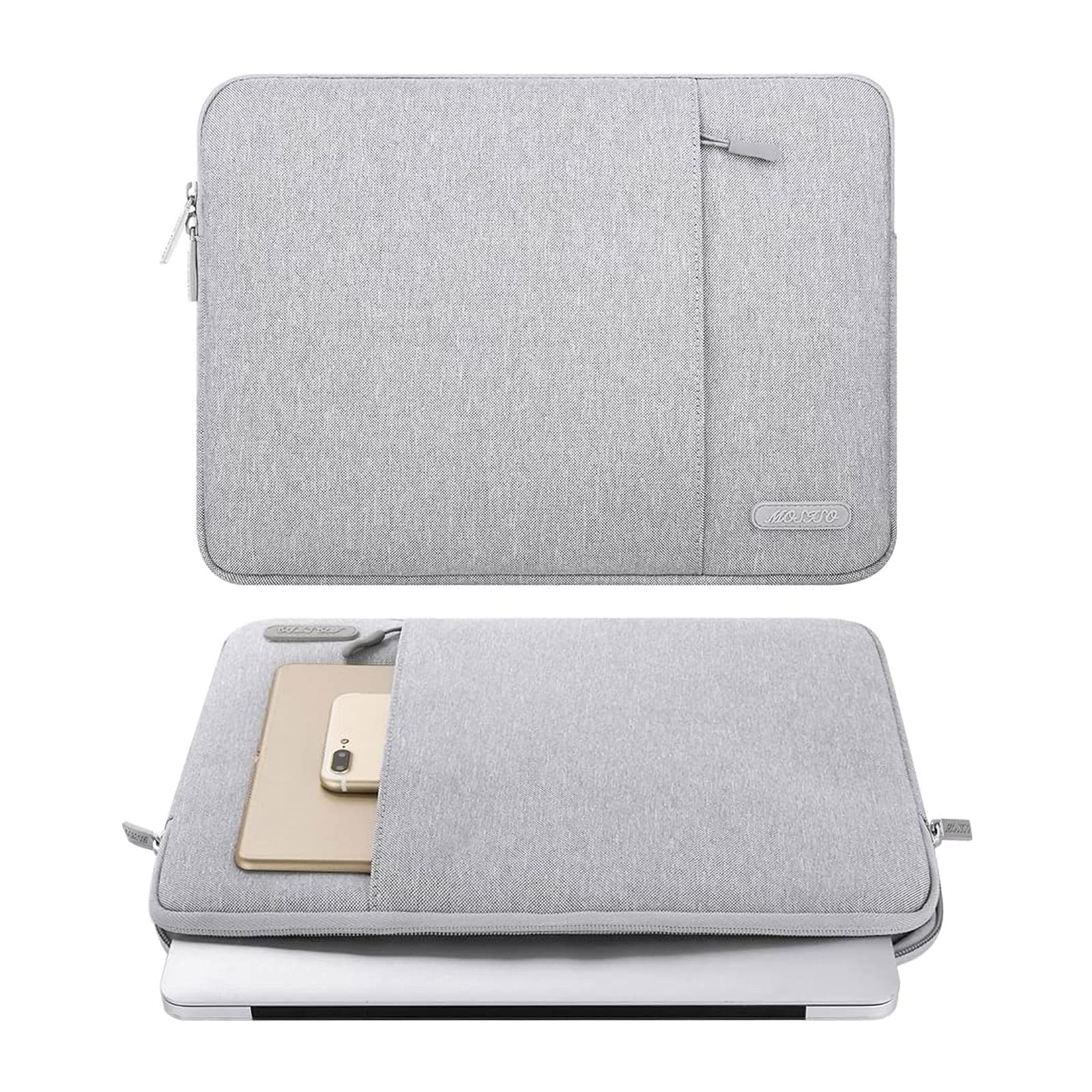 MOSISO Laptop Case 17.3 inch, 17-17.3 inch Laptop Sleeve Compatible with Dell, HP, Lenovo, Asus, Acer, Alienware, Polyester Vertical Computer Sleeve Bag with Pocket, Gray