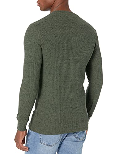 Amazon Essentials Henley Long Sleeve Shirts for Men, Regular-Fit Waffle, Olive Heather, Medium