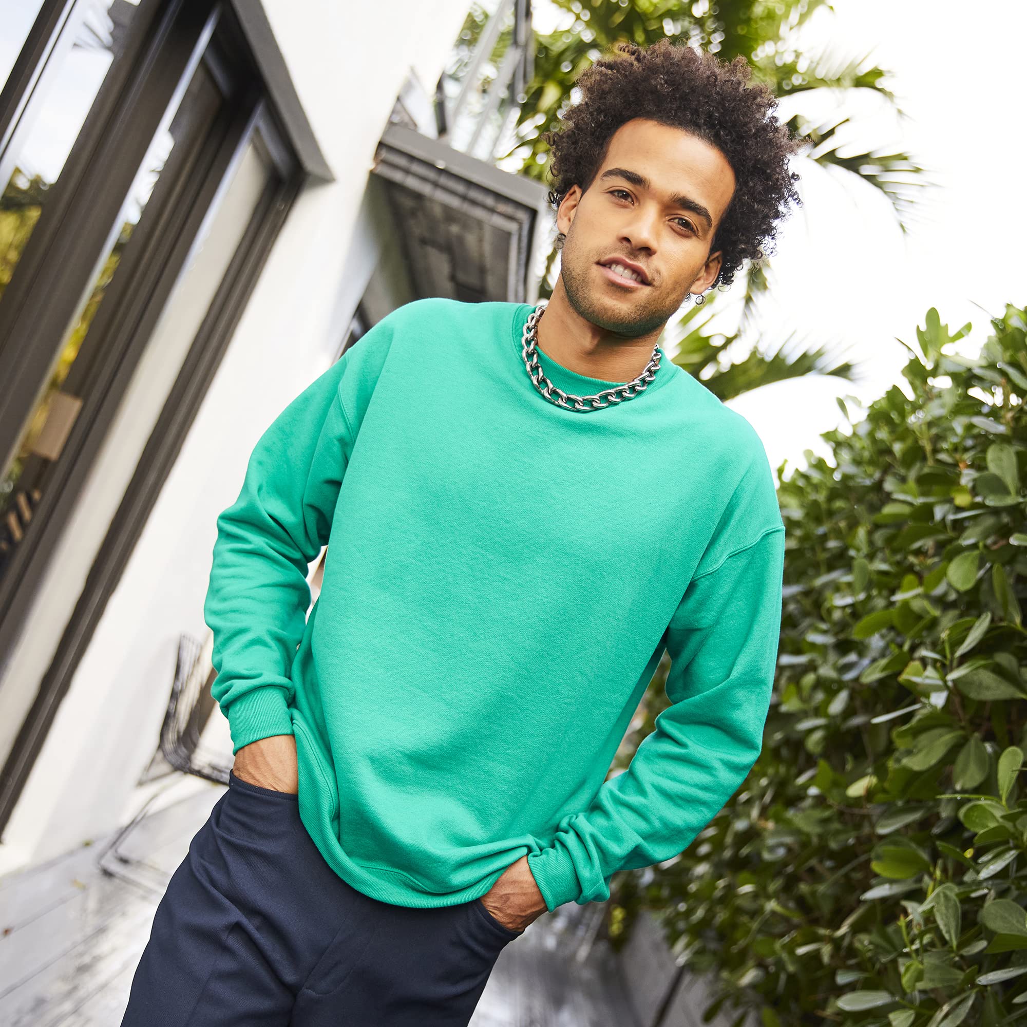 Hanes Men's Comfortwash Garment Dyed Sweatshirt, Cypress Green, X Large