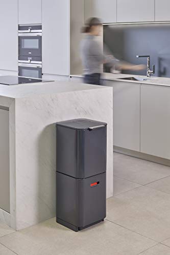Joseph Joseph Intelligent Totem Compact Waste Separation & Recycling Unit-Graphite, 40 Liter/10.6 Gallon
