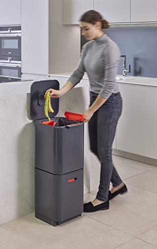 Joseph Joseph Intelligent Totem Compact Waste Separation & Recycling Unit-Graphite, 40 Liter/10.6 Gallon