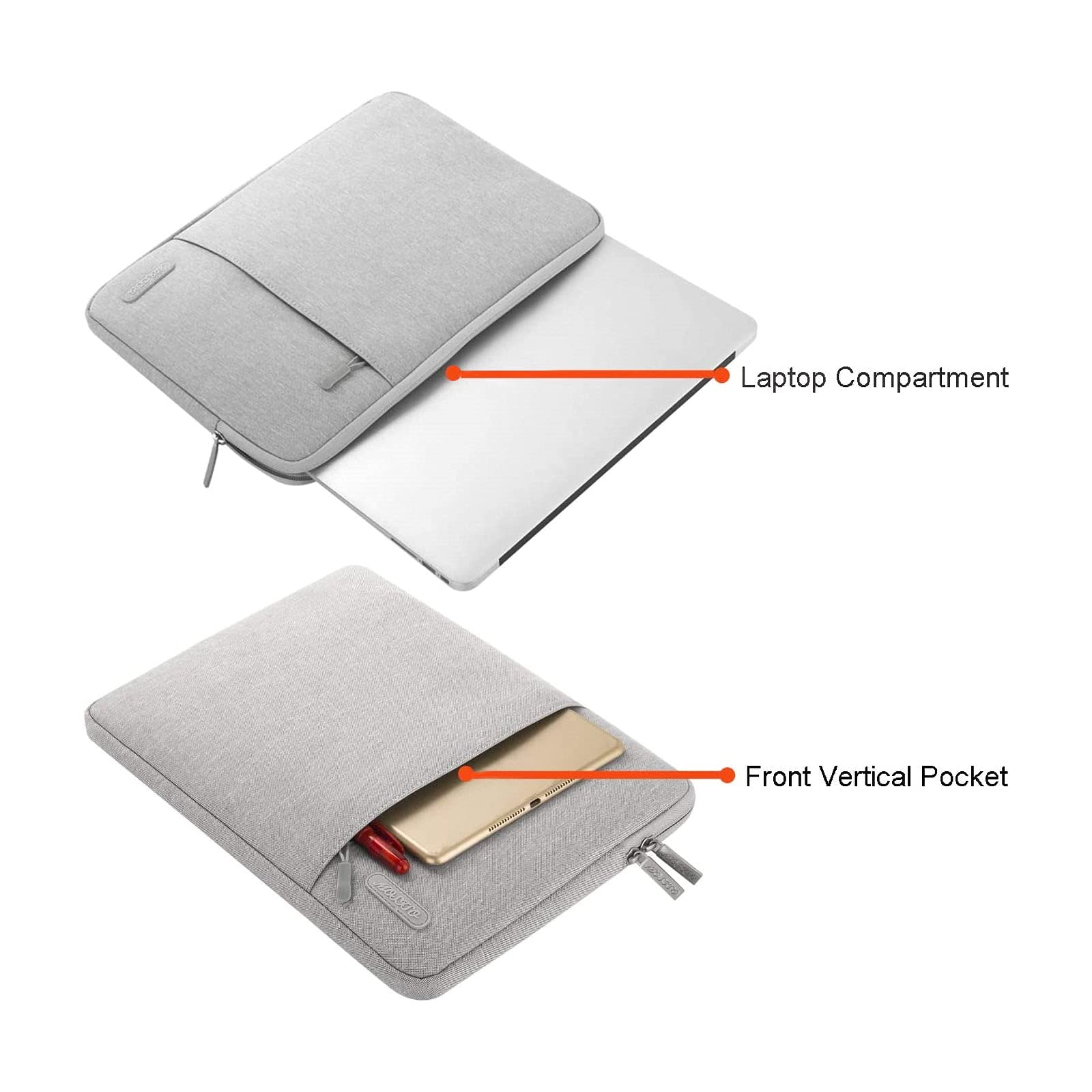 MOSISO Laptop Case 17.3 inch, 17-17.3 inch Laptop Sleeve Compatible with Dell, HP, Lenovo, Asus, Acer, Alienware, Polyester Vertical Computer Sleeve Bag with Pocket, Gray