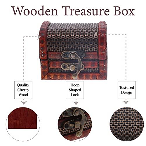 SandT Collection 3 Inch Wooden Keepsake Treasure Chest Trinket Box - Basketweave