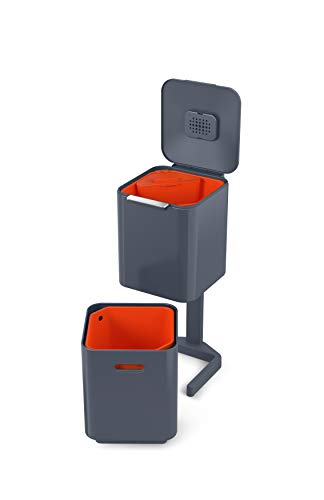 Joseph Joseph Intelligent Totem Compact Waste Separation & Recycling Unit-Graphite, 40 Liter/10.6 Gallon