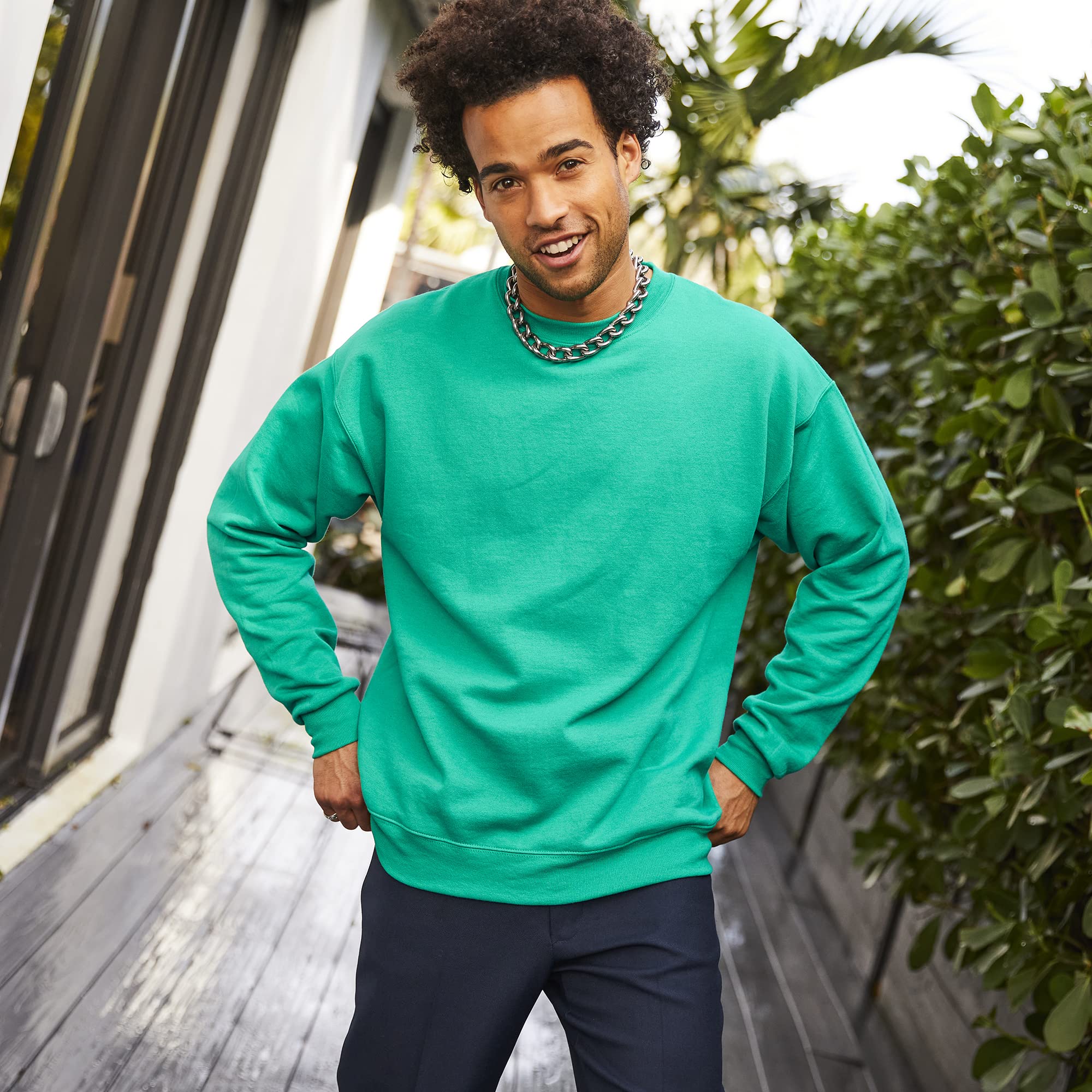 Hanes Men's Comfortwash Garment Dyed Sweatshirt, Cypress Green, X Large