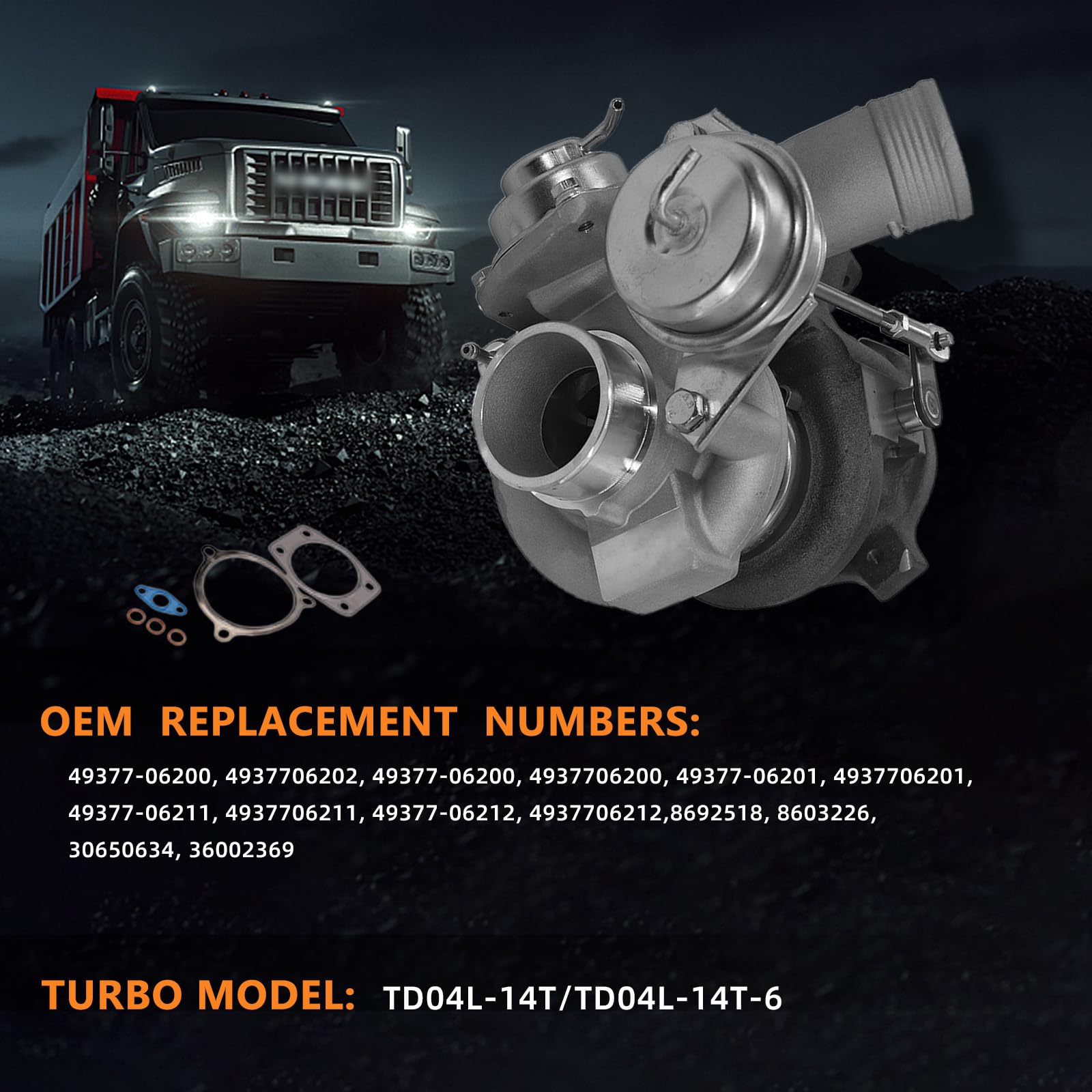 Bapmic 49377-06200 Turbo Charger Turbocharger Kit Compatible with 2003-2009 Volvo S60 S80 V70 XC70 XC90 B5254T2 2.5 LP TD04-14T