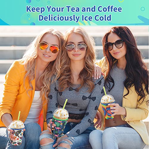 3 Pack Iced Coffee Sleeve for Cold Drink Cups,Reusable Insulator Sleeves Cup Holder for Cold Drinks Beverages Compatible with Starbucks Coffee, Dunkin Coffee ,More (Cow Print)