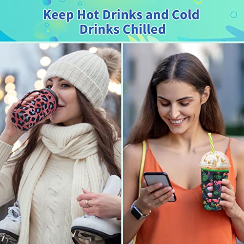 3 Pack Iced Coffee Sleeve for Cold Drink Cups,Reusable Insulator Sleeves Cup Holder for Cold Drinks Beverages Compatible with Starbucks Coffee, Dunkin Coffee ,More (Cow Print)
