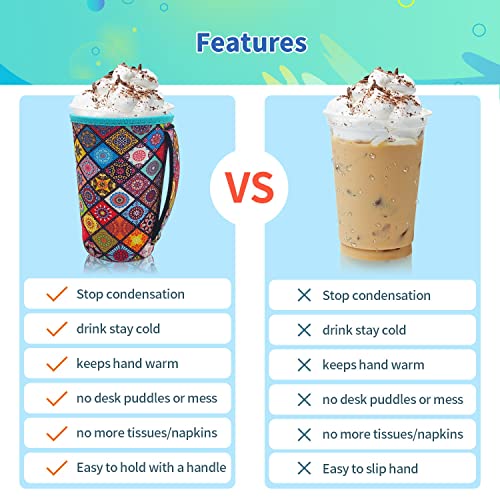3 Pack Iced Coffee Sleeve for Cold Drink Cups,Reusable Insulator Sleeves Cup Holder for Cold Drinks Beverages Compatible with Starbucks Coffee, Dunkin Coffee ,More (Cow Print)