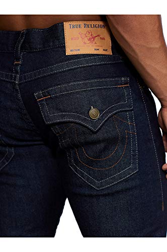 True Religion Men's Geno Low Rise Slim Fit Straight Leg Jean with Back Flap Pockets, Sample Body Rinse, 34W X 34L