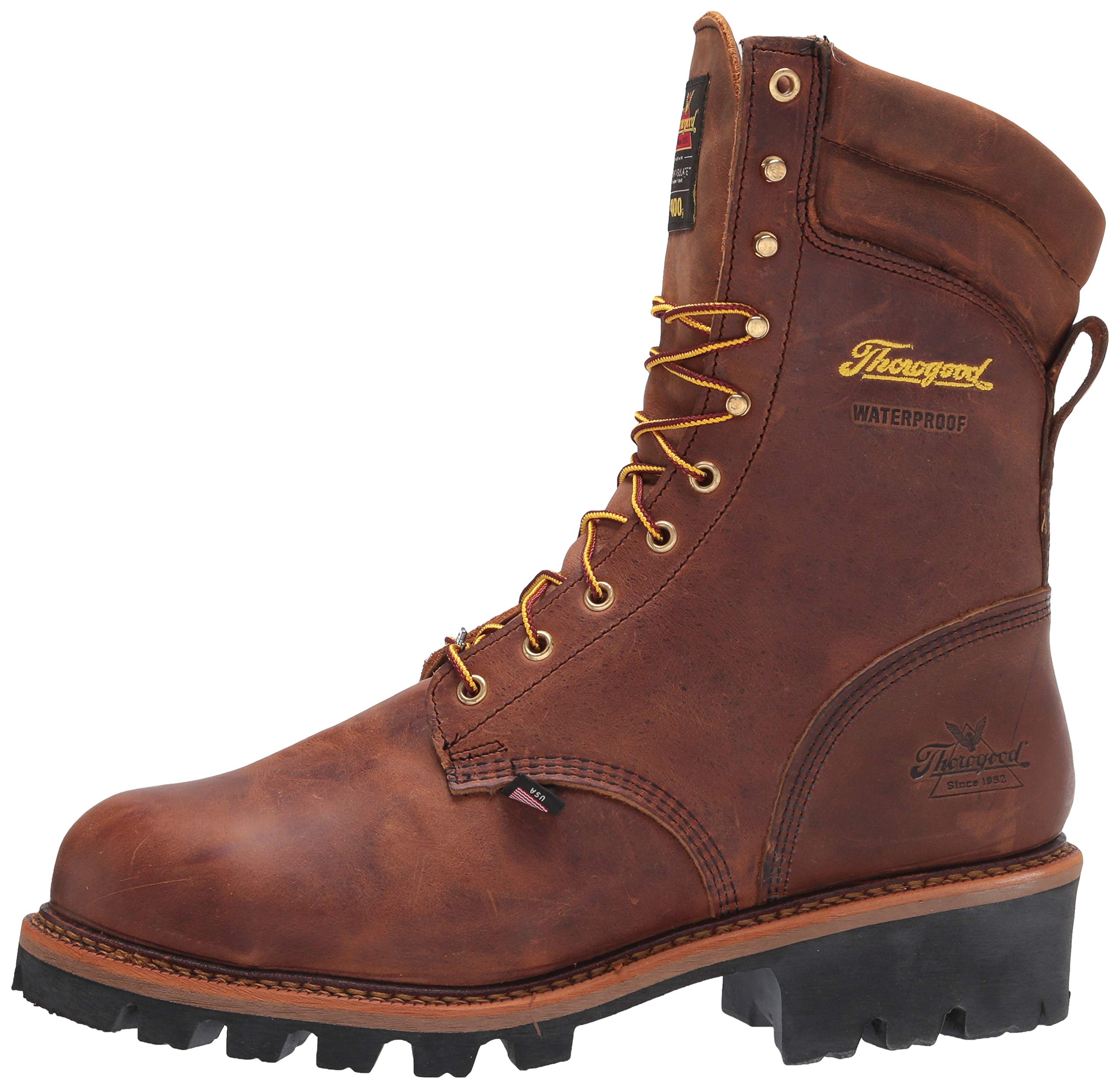 Thorogood Logger Series 9β Waterproof Insulated Steel Toe Work Boots for Men - Premium Leather with 400g Thinsulate and Vibram Slip-Resistant Heel Outsole, Trail Crazyhorse - 10.5 XW US