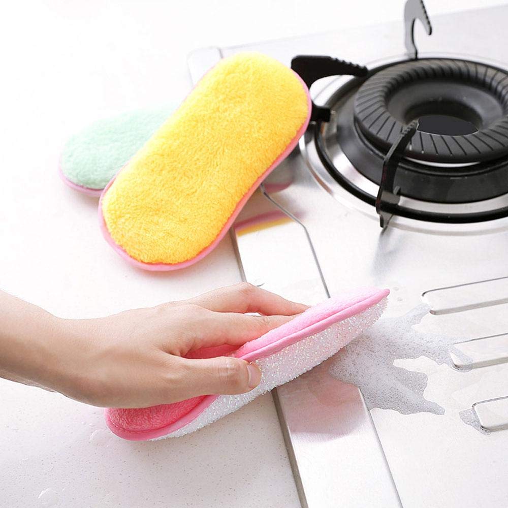 Kitchen Scouring Pads Double Sided Cleaning Sponges Household Cleaning Tools for Pans Pots Cookware, 6pcs