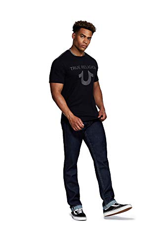 True Religion Men's Geno Low Rise Slim Fit Straight Leg Jean with Back Flap Pockets, Sample Body Rinse, 34W X 34L