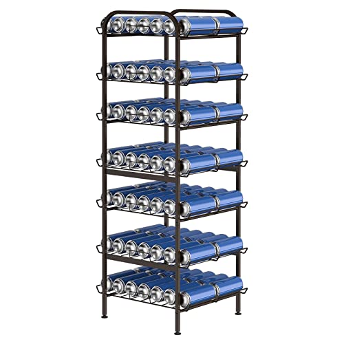 smusei Water Bottle Organizer 7 Tier Free Standing Vertical Metal Water Bottle Rack Shelf Adjustable Water Bottle Beverage Drink Stand Holder for Kitchen Pantry Food Storage, Bronze