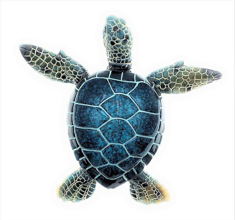 Globe Imports Blue Sea Turtle Resin Figurine, Indoor Outdoor Decor, 5.5 Inches Wide