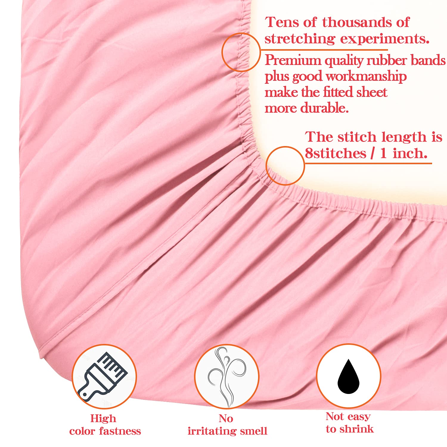 NTBAY Twin Fitted Sheet Only - Brushed Microfiber Deep Pocket Fitted Sheet - Soft, Wrinkle-Free, Fade-Resistant, Stain-Resistant, Hotel Quality Fitted Bed Sheet, Pink