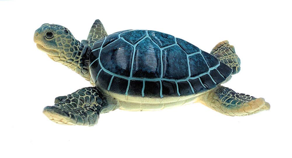 Globe Imports Blue Sea Turtle Resin Figurine, Indoor Outdoor Decor, 5.5 Inches Wide