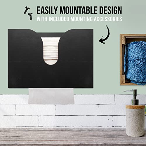 Bamboo Paper Towel Dispenser, Paper Towel Holder Wall Mount & Countertop for Kitchen and Restroom Decor - Holds Multifold Paper Towel, C Fold, Trifold Hand Tissue Napkins.