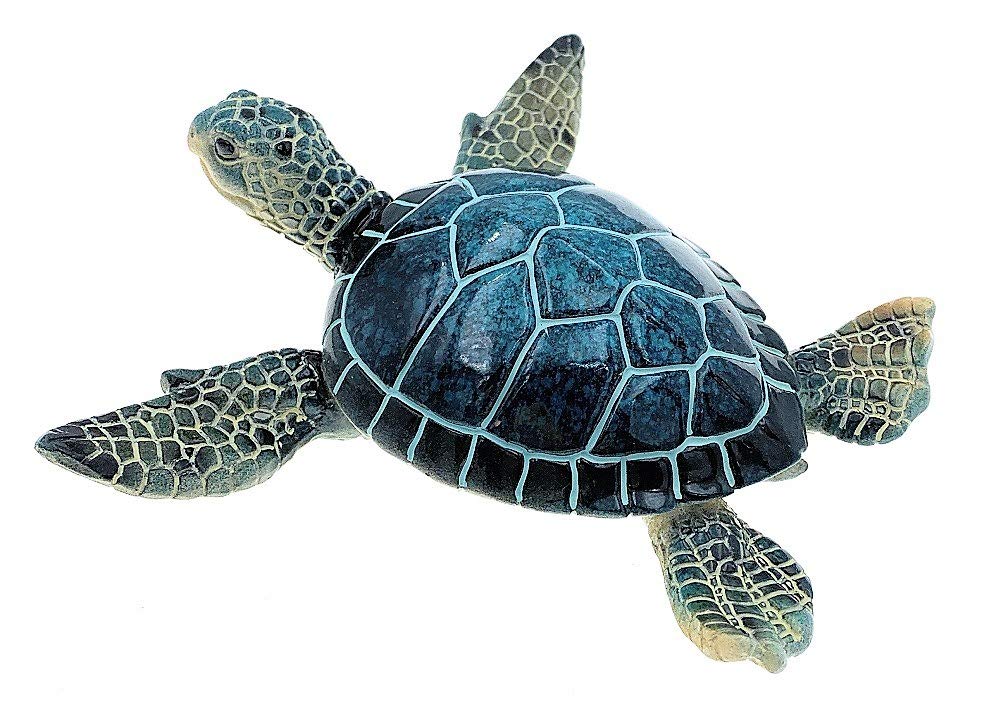 Globe Imports Blue Sea Turtle Resin Figurine, Indoor Outdoor Decor, 5.5 Inches Wide